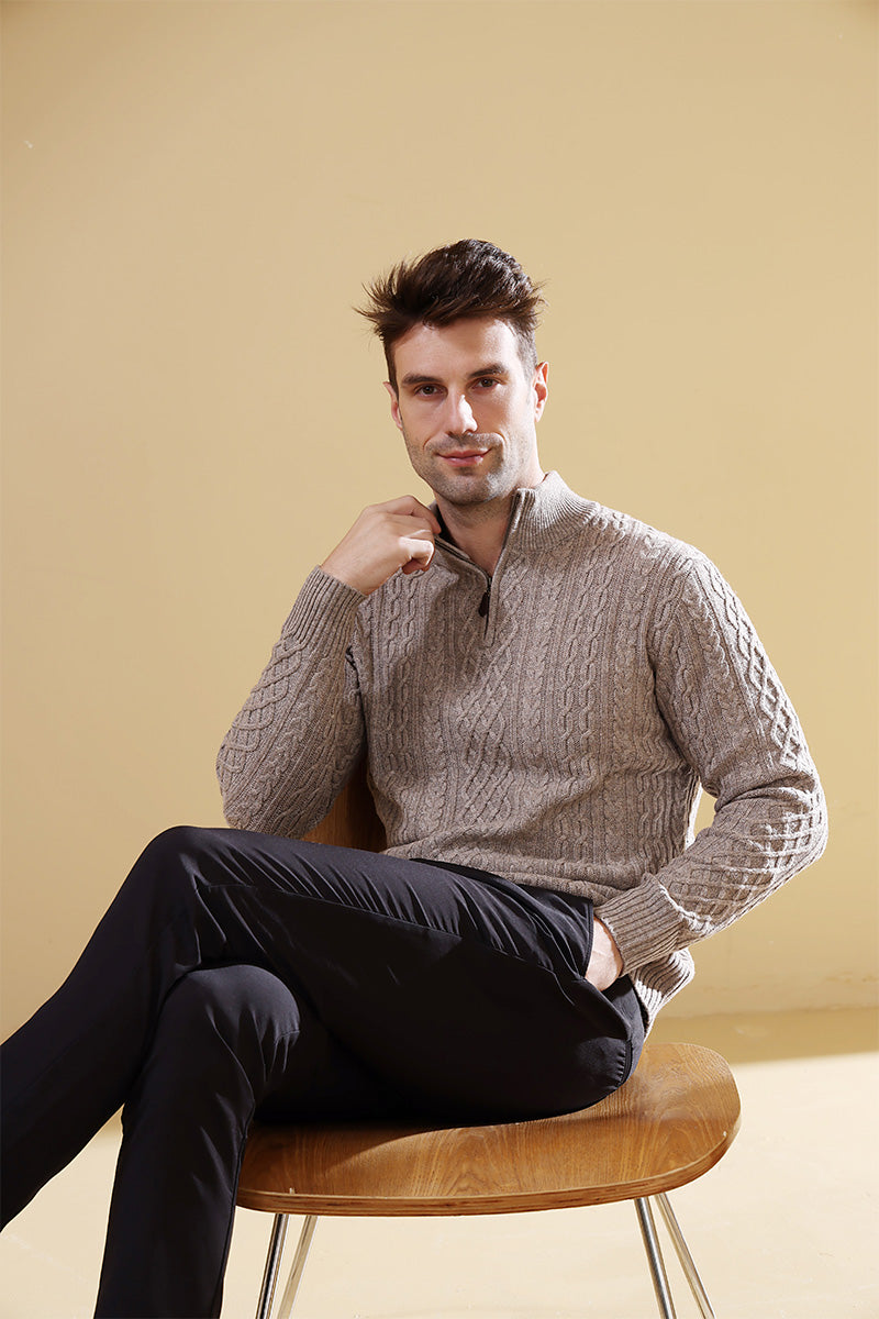 Declan Aran 1/4 Zip Cashmere Sweater – The Woollen Market